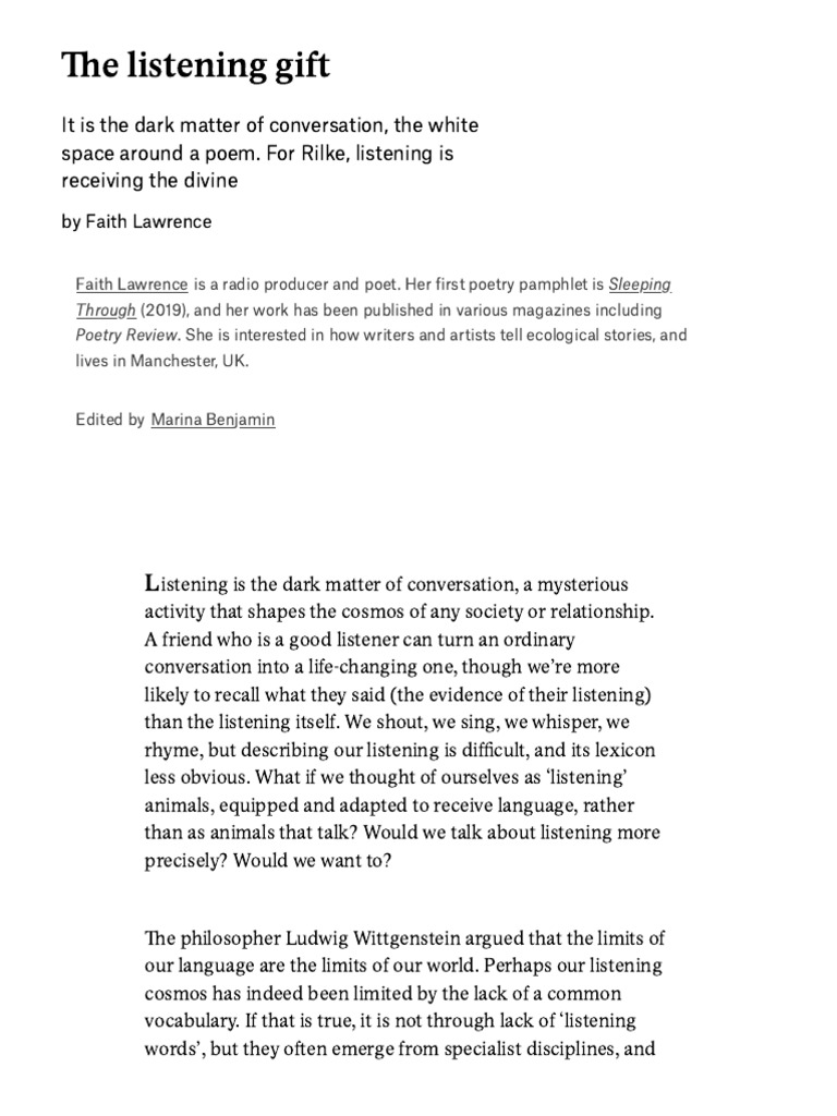 The Art of Listening in Poetry | PDF | Rainer Maria Rilke