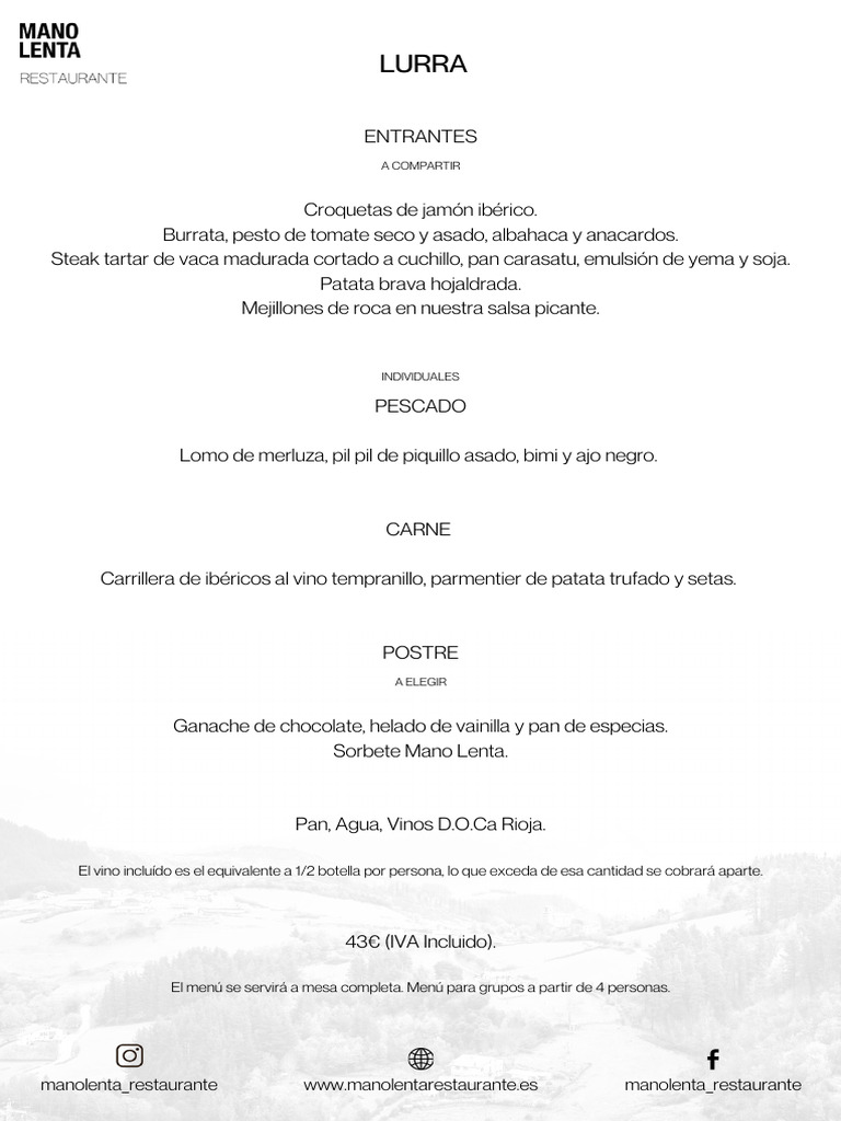Menus Sua y Lurra | PDF | Cocina | Alimentos