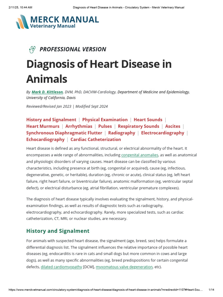 Heart Disease Diagnosis in Animals | PDF | Heart Valve | Heart
