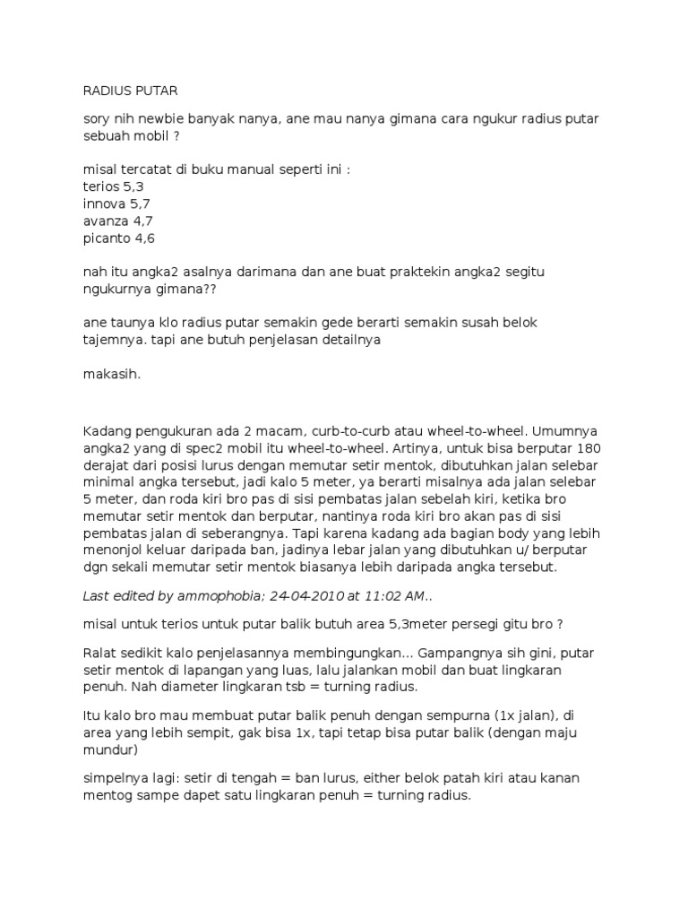 Radius Putar | PDF