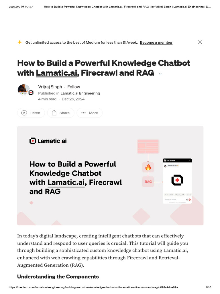 How To Build A Powerful Knowledge Chatbot With Lamatic - Ai, Firecrawl and RAG - by Vrijraj ...
