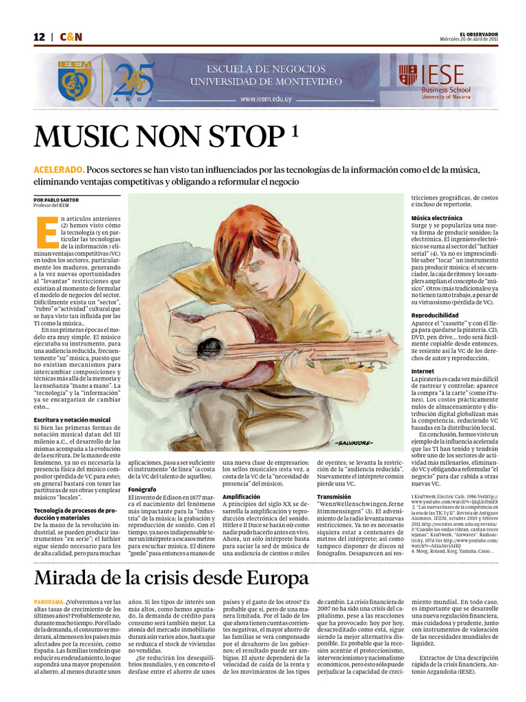 Lectura Music Non Stop - El Observador 20 de Abril 2011 | PDF | Ahorro
