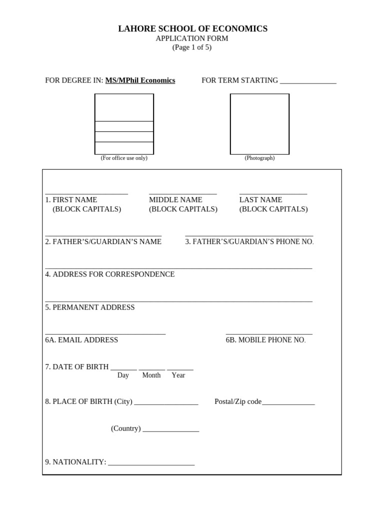 MS/MPhil Economics Application | PDF | Mathematical Economics | Econometrics