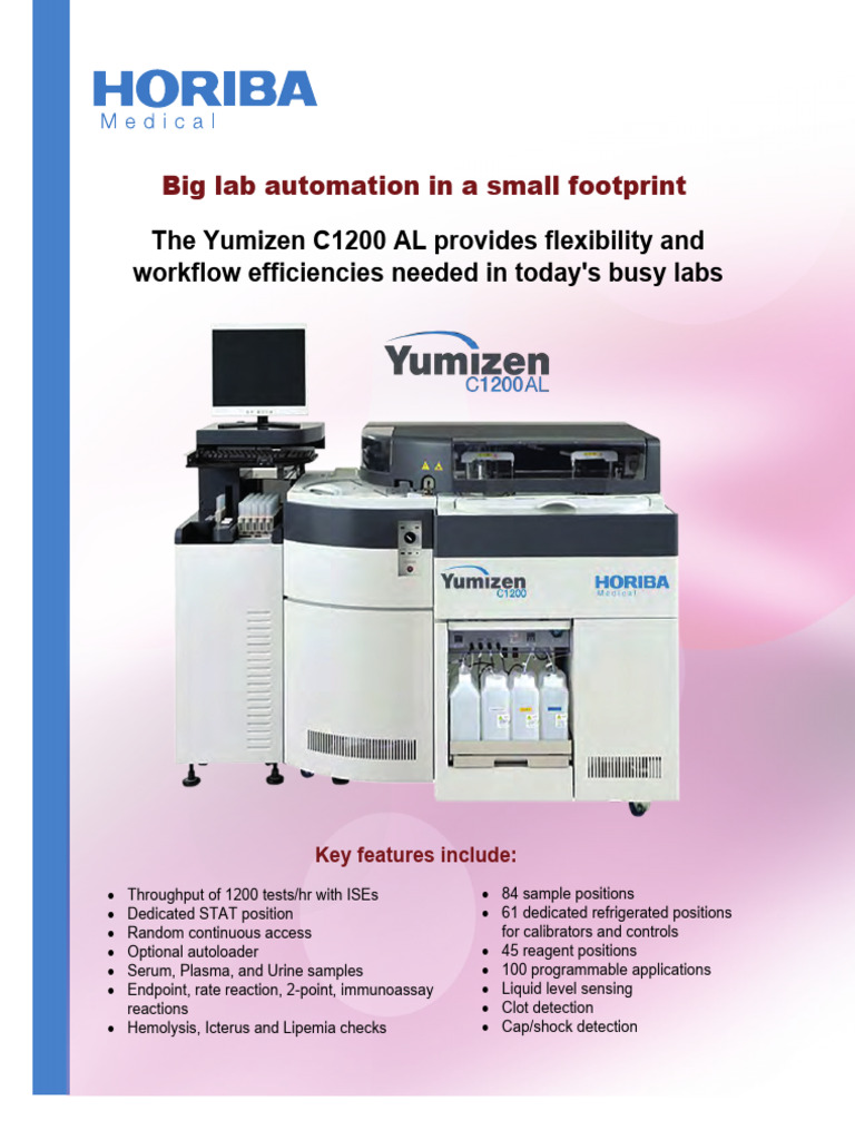 Yumizen C1200 Lab Automation Features | PDF | Cholesterol | Medical ...