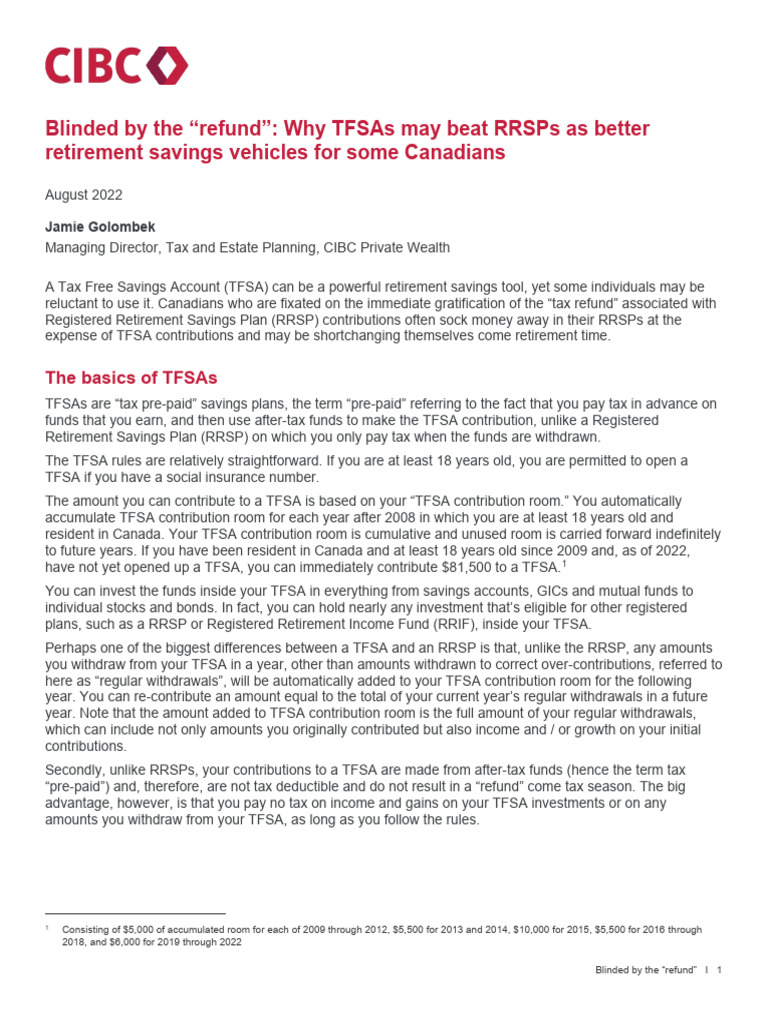 RRSP Versus Tfsa Report en | PDF | Taxes | Retirement