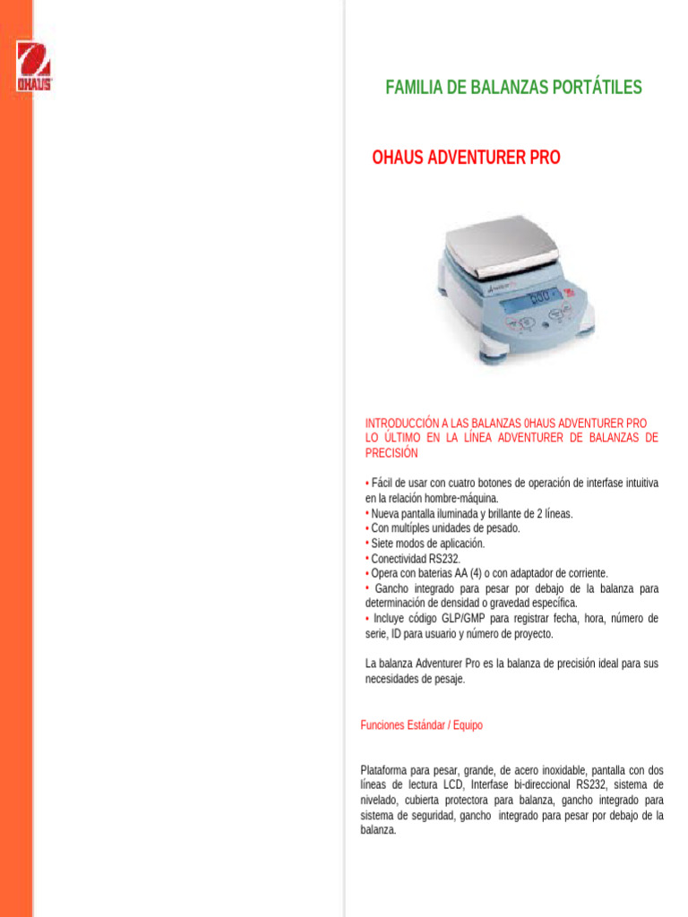OHAUS Portatiles | PDF | Balanza | USB