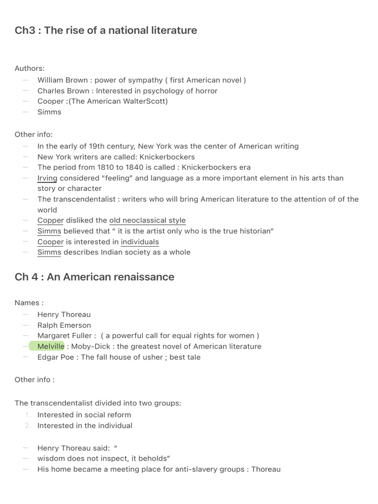 Quuiz American Literature | PDF | American Literature | Transcendentalism