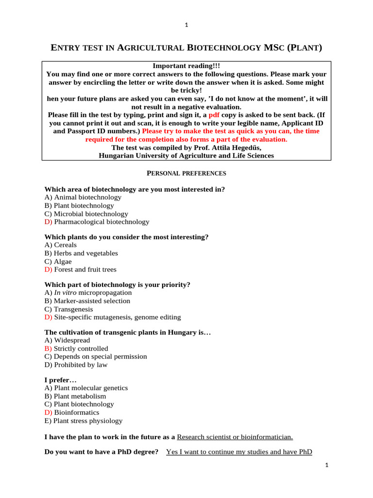 Biotechnology-Entry Test 2024 (Hakhakhi Maphupha) | PDF | Meiosis ...