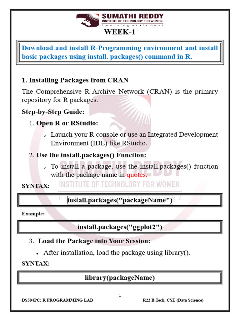 RP LAB | PDF | R (Programming Language) | Computer Architecture