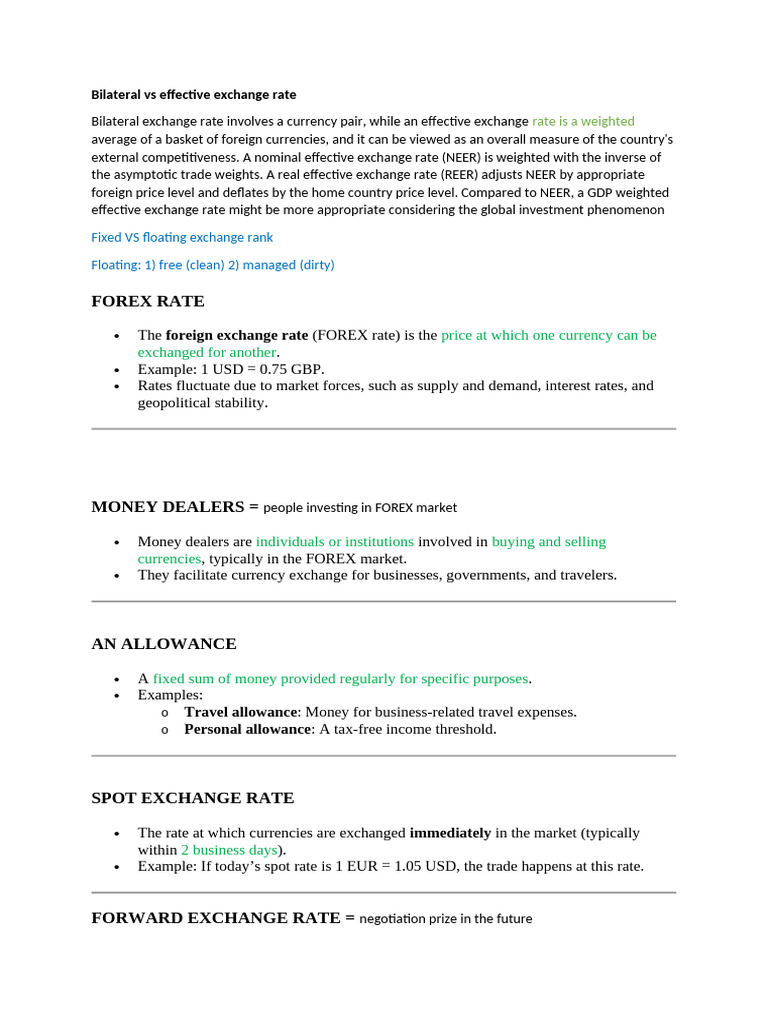 Bilateral vs Effective Exchange Rates Explained | PDF | Exchange Rate ...