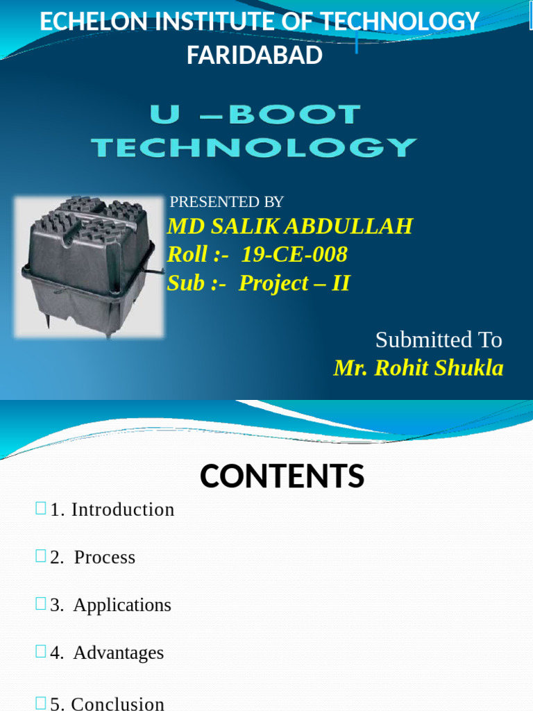 U Boot Technonlogy PPT by MD Salik Abdullah - Final Edited | PDF | Concrete | Column
