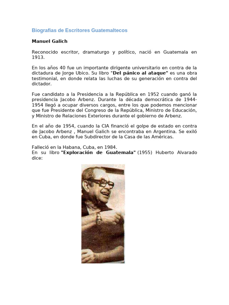 Biografía de Manuel Galich | PDF