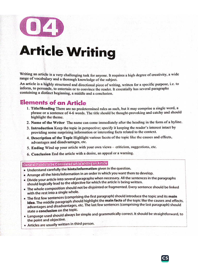 CamScanner Article Writting For English | PDF