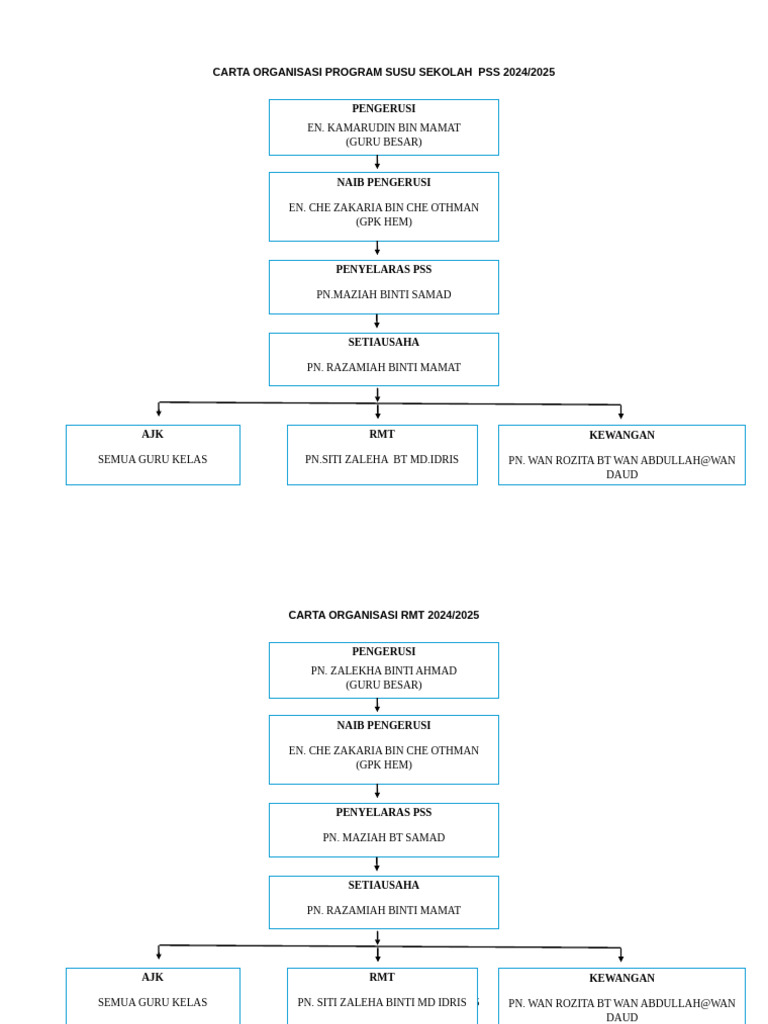 Carta Organisasi RMT 2024 & 2025 | PDF
