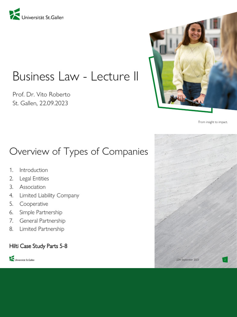 Overview of Company Types in Business Law | PDF | Partnership | Limited ...