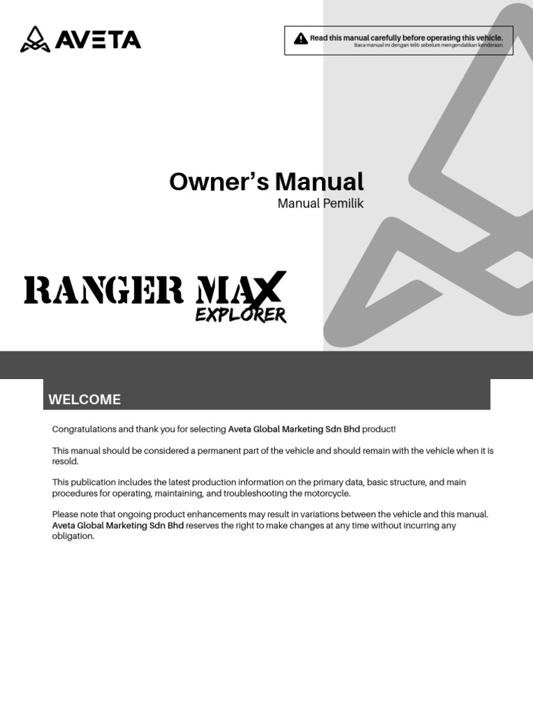 Ranger Max Explorer User Manual | PDF | Motor Oil | Carburetor