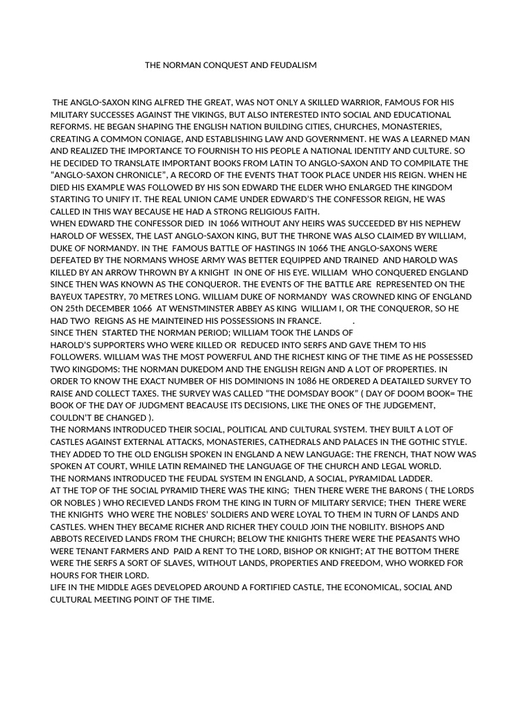 The Norman Conquest and Feudalism | PDF | William The Conqueror ...