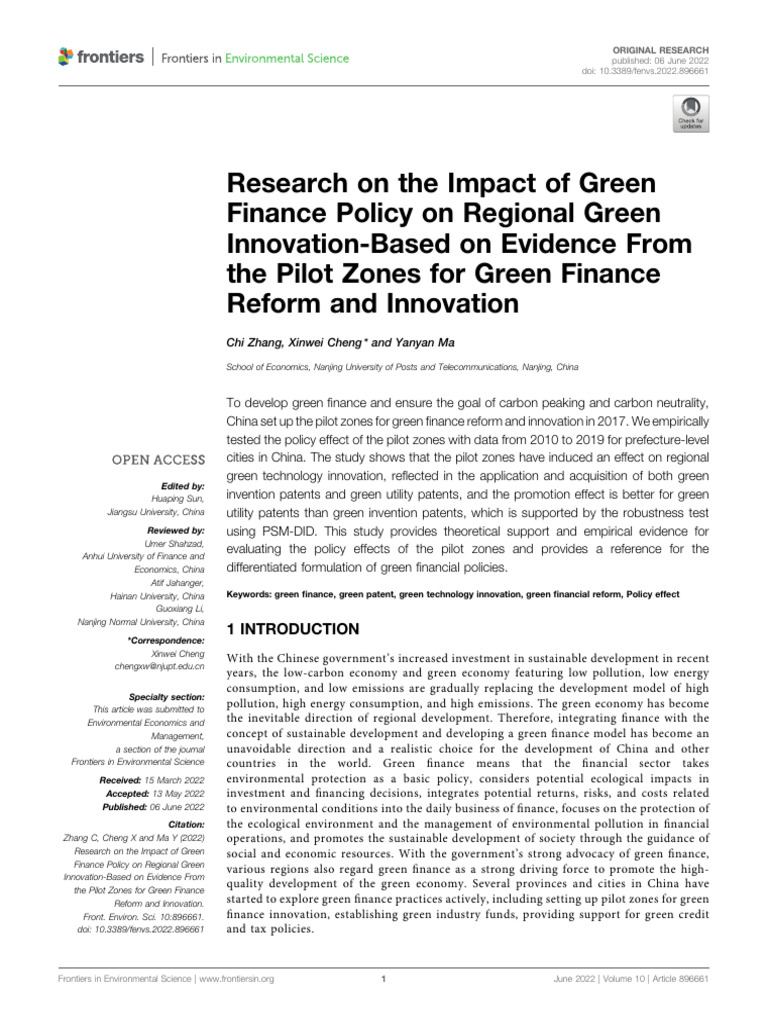 Research_on_the_Impact_of_Green_Finance_Policy_on_ | PDF | Innovation | Sustainability