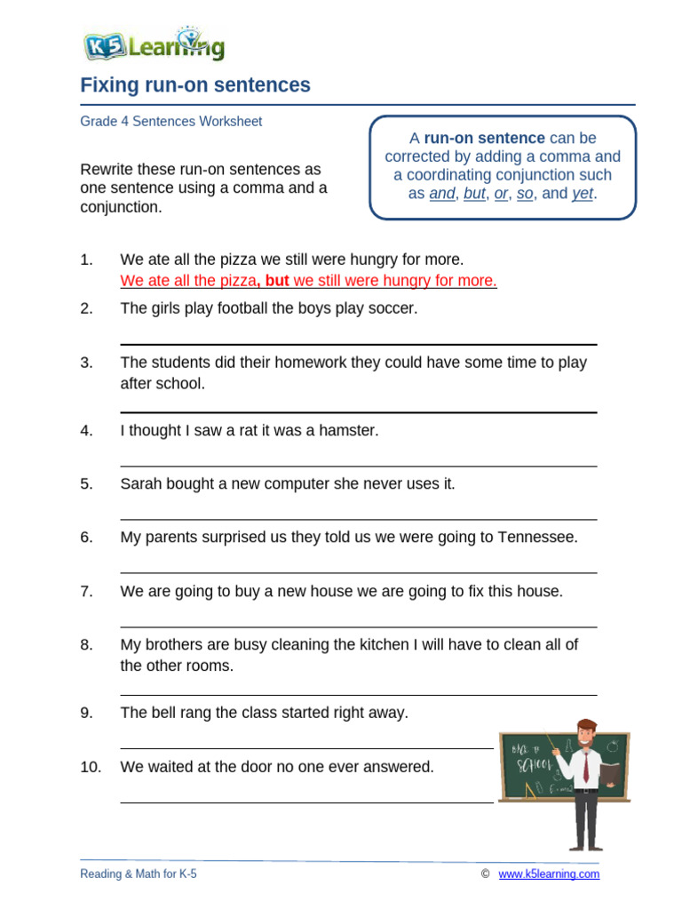 Grade 4 Run On Sentences To Compound Sentences A | PDF