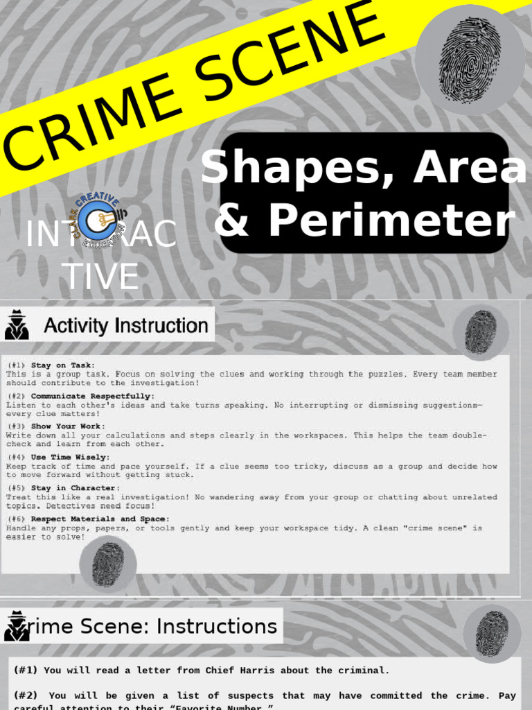 Copy of MYP 2- Crime Scene - Shapes, Area | PDF | Triangle | Shape