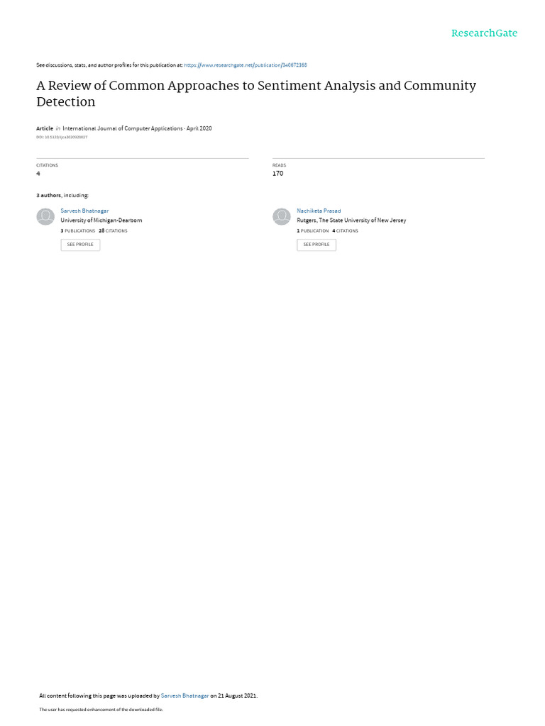 A Review of Common Approaches To Sentiment Analysi | PDF | Support ...
