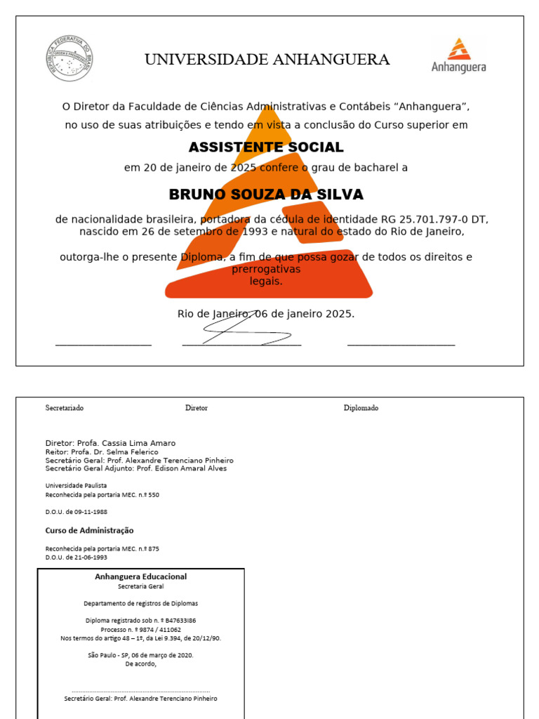 606314188-DIPLOMA-ANHANGUERA Bruno | PDF