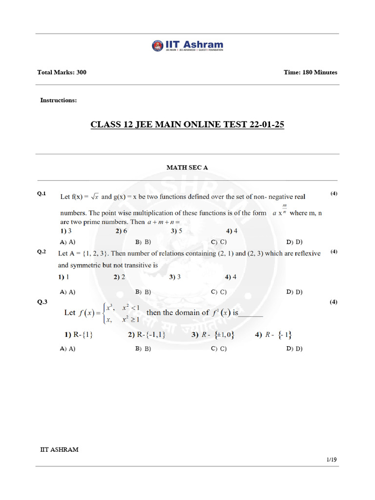 CLASS 12 JEE MAIN ONLINE TEST 22 01 25 414855 2025 01 21 20 02 16 ...