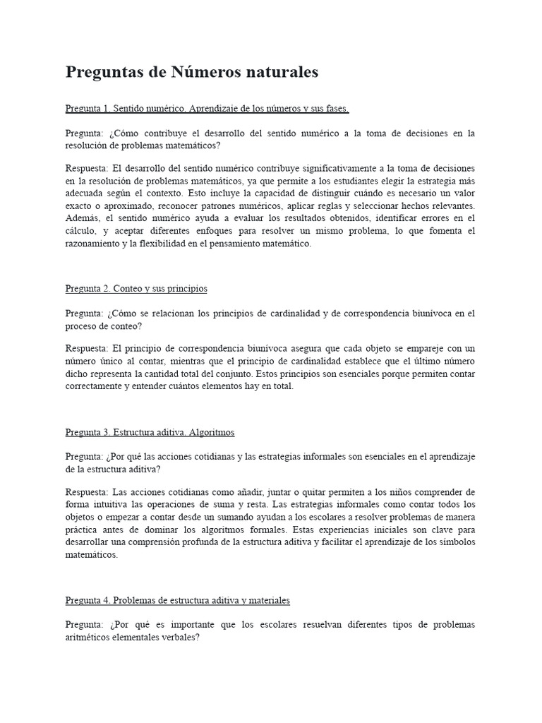 Desarrollo del Sentido Numérico y Conteo | PDF | Toma de decisiones ...