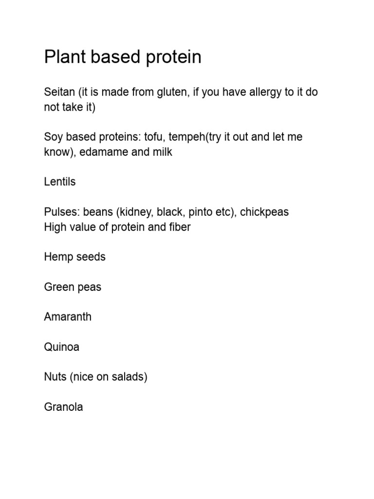 Plant-Based Protein and Meal Guide | PDF