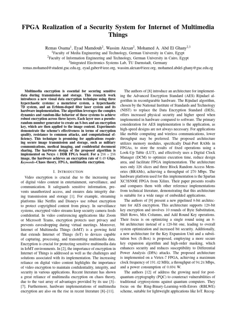 Remas and Eyad FPGA IEEE ICM 2024 | PDF | Field Programmable Gate Array | Internet Of Things