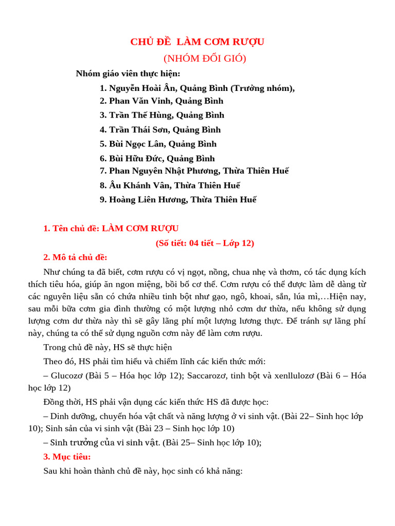 Chu de Stem - Lam Com Ruou | PDF