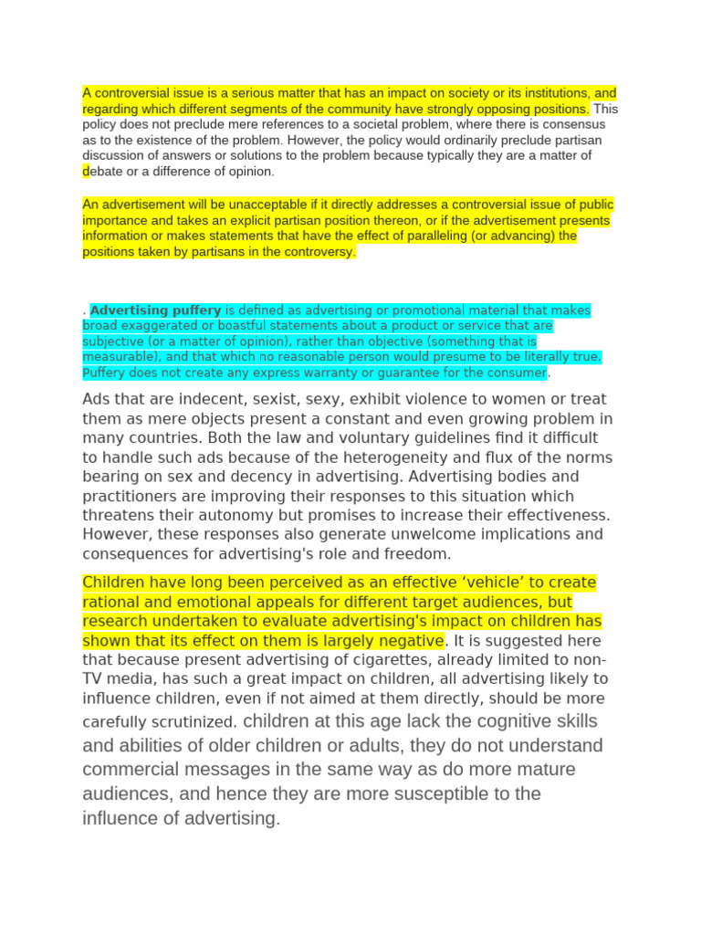 Controversial Issues in Advertising Ethics | PDF | Stereotypes ...
