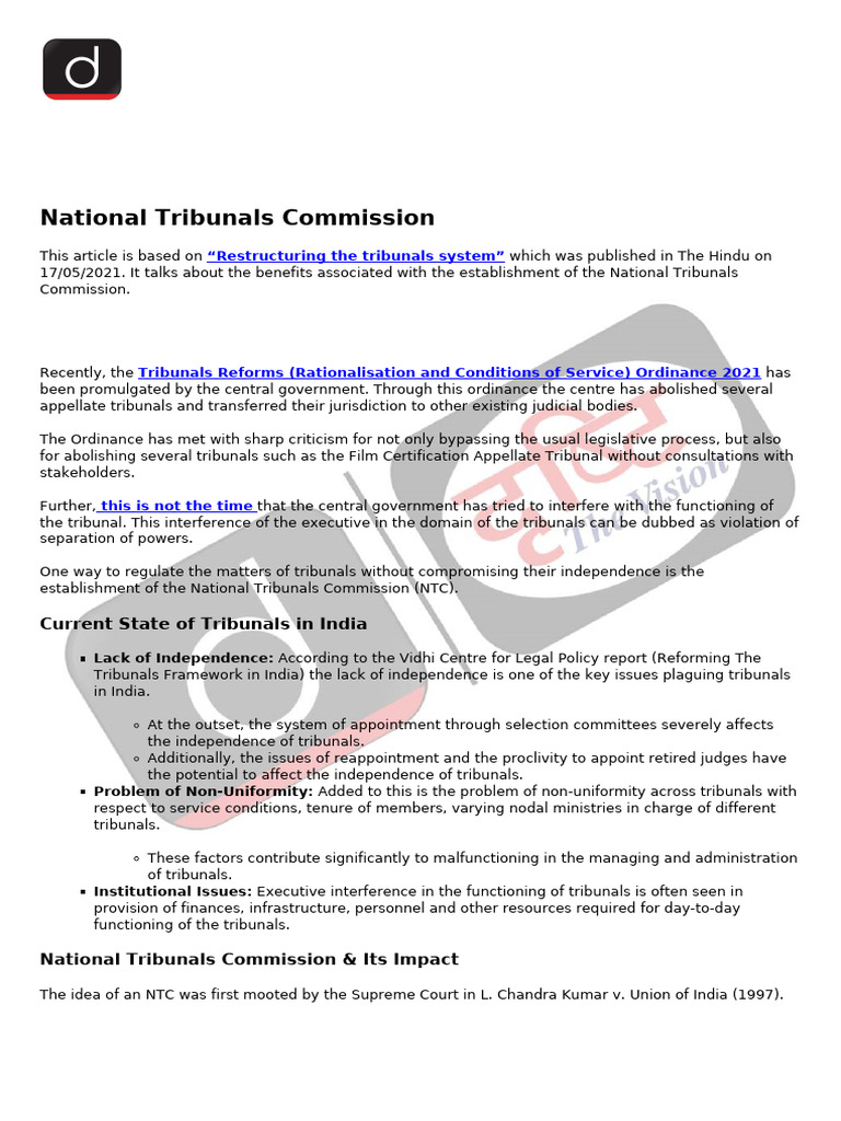 National Tribunal's Commission | PDF | Tribunal | Public Sphere