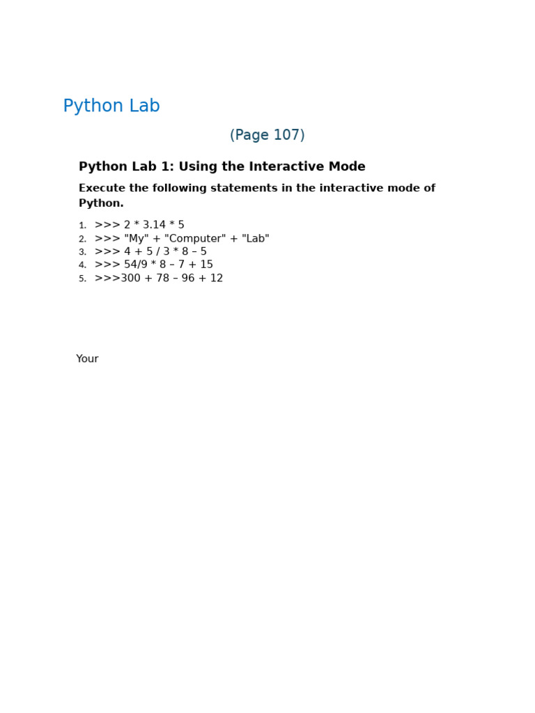 8th L6. Python Lab | PDF