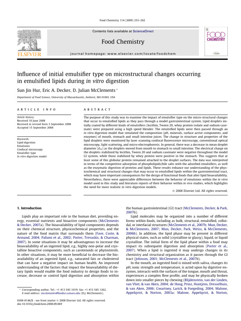 Emulsifier Type Affects Lipid Digestion | PDF | Emulsion | Digestion