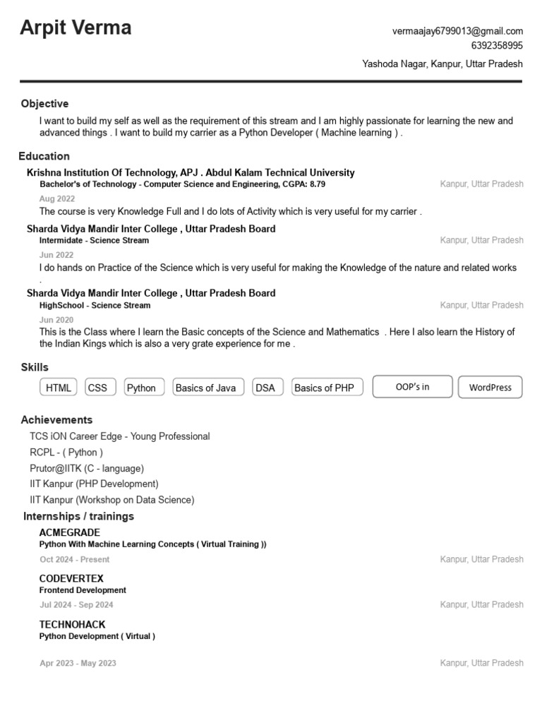 Resume - Arpit (1) - Compressed | PDF | Software Engineering | Computer Programming