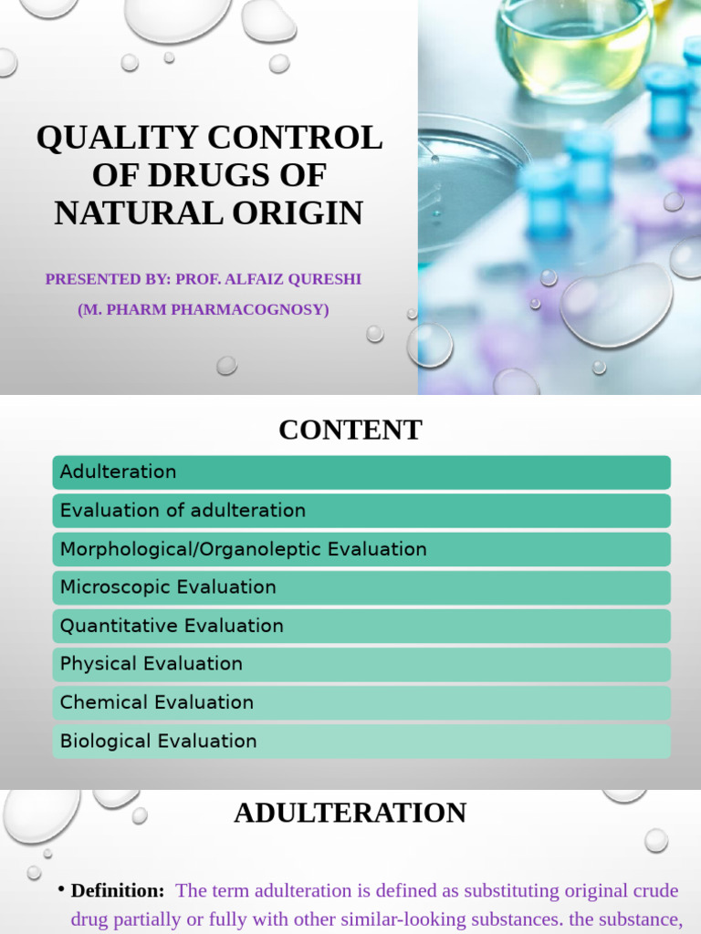 Quality Control of Drugs of Natural Origin | PDF | Tissue (Biology) | Taste