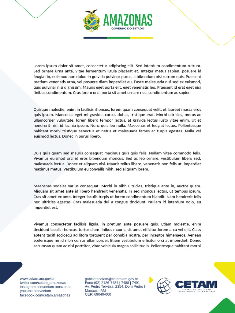 Papel Timbrado Cetam e Gov Do Amazonas 2023 | PDF