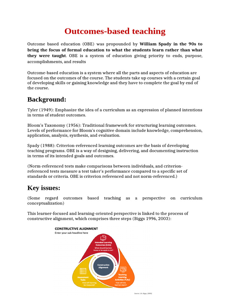 Outcomes-Based Learning Notes | PDF | Educational Assessment | Curriculum