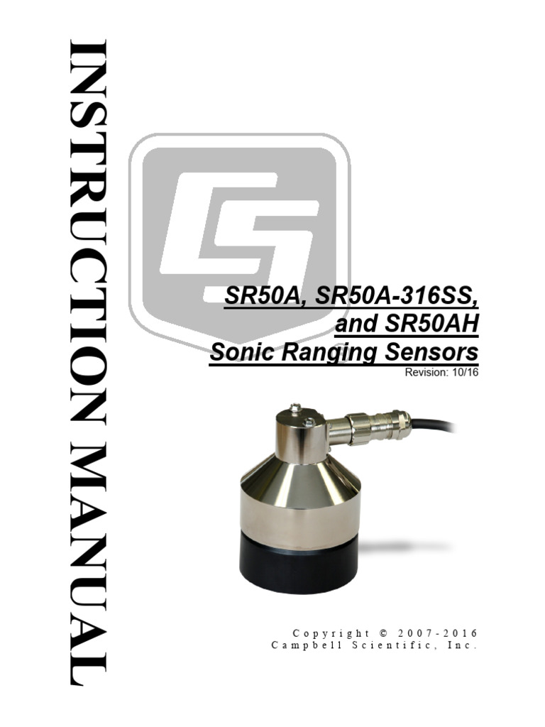 SR50A, SR50A-316SS, and SR50AH Sonic Ranging Sensors: Revision: 10/16 ...