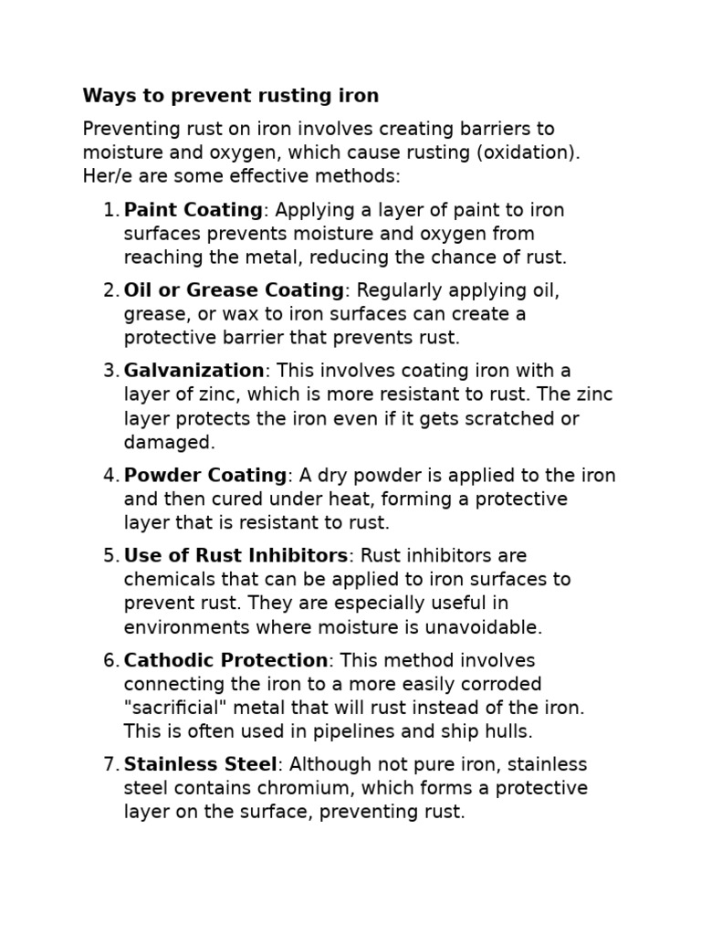 Ways To Prevent Rusting Iron | PDF