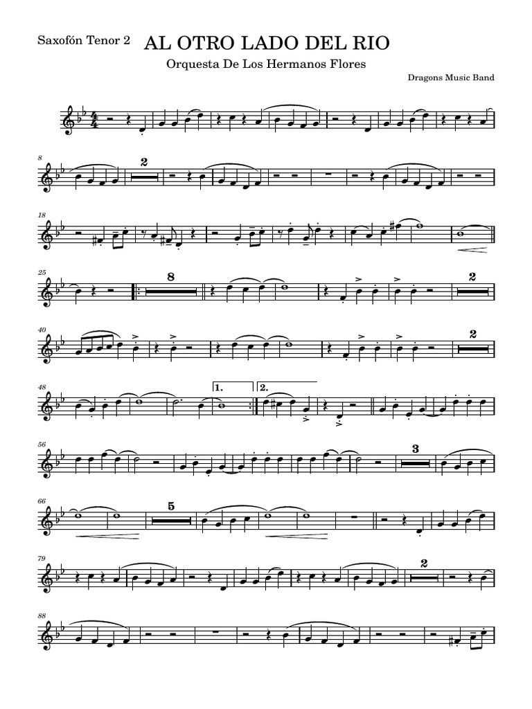 AL OTRO LADO DEL RIO SAX TENOR 2-Saxofón - Tenor - 2 | PDF