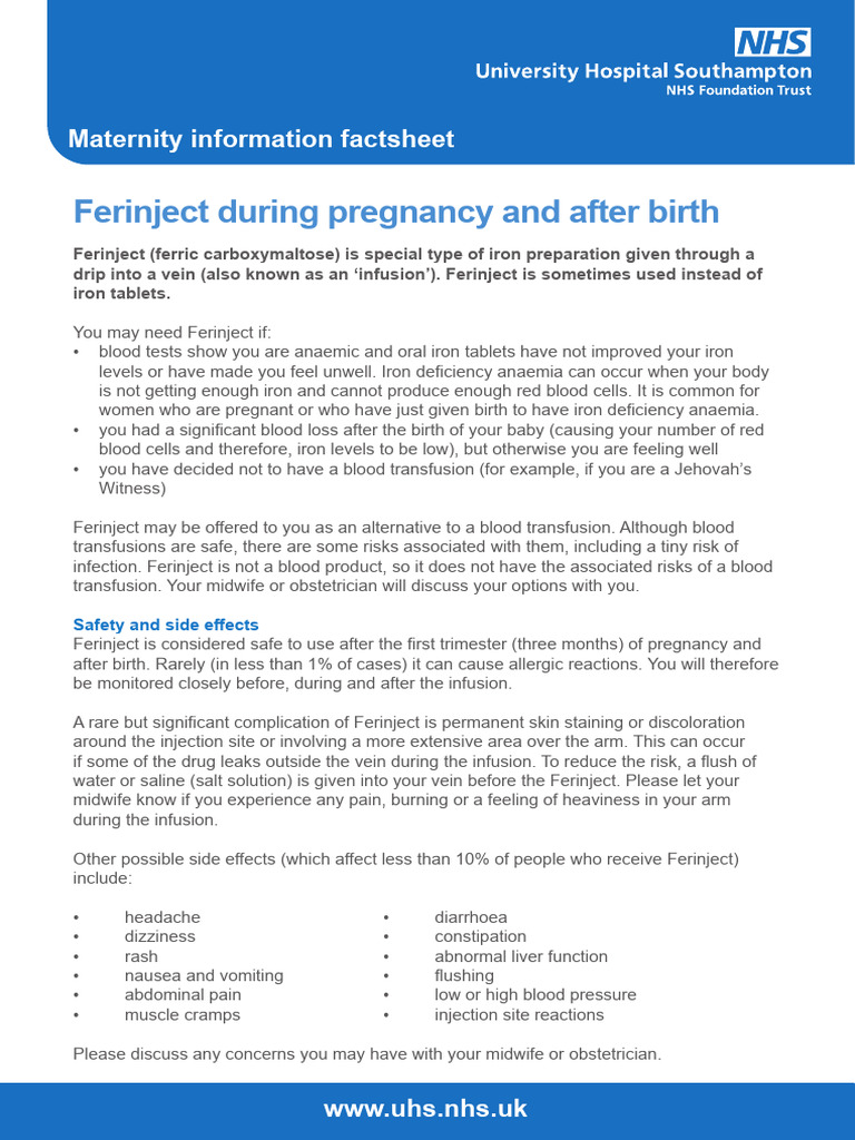 Ferinject | PDF | Intravenous Therapy | Medical Specialties