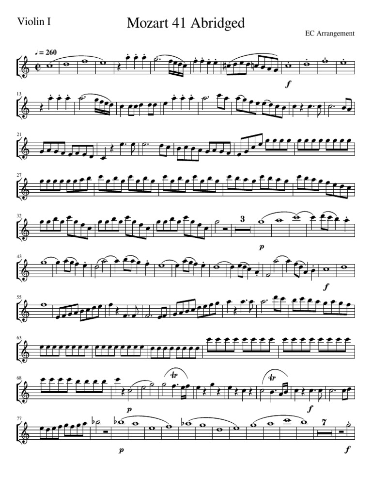 Mozart 41 Violin I Arrangement | PDF