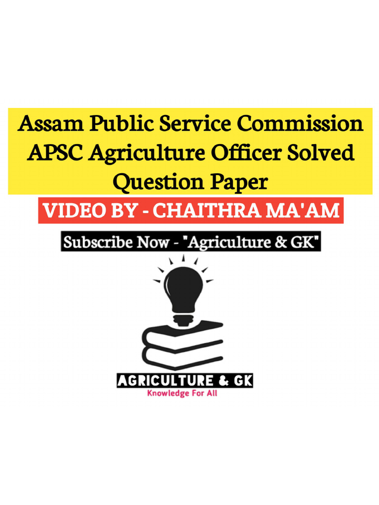 APSC_Agriculture_Officer_Paper | PDF | Soil | Fertilizer