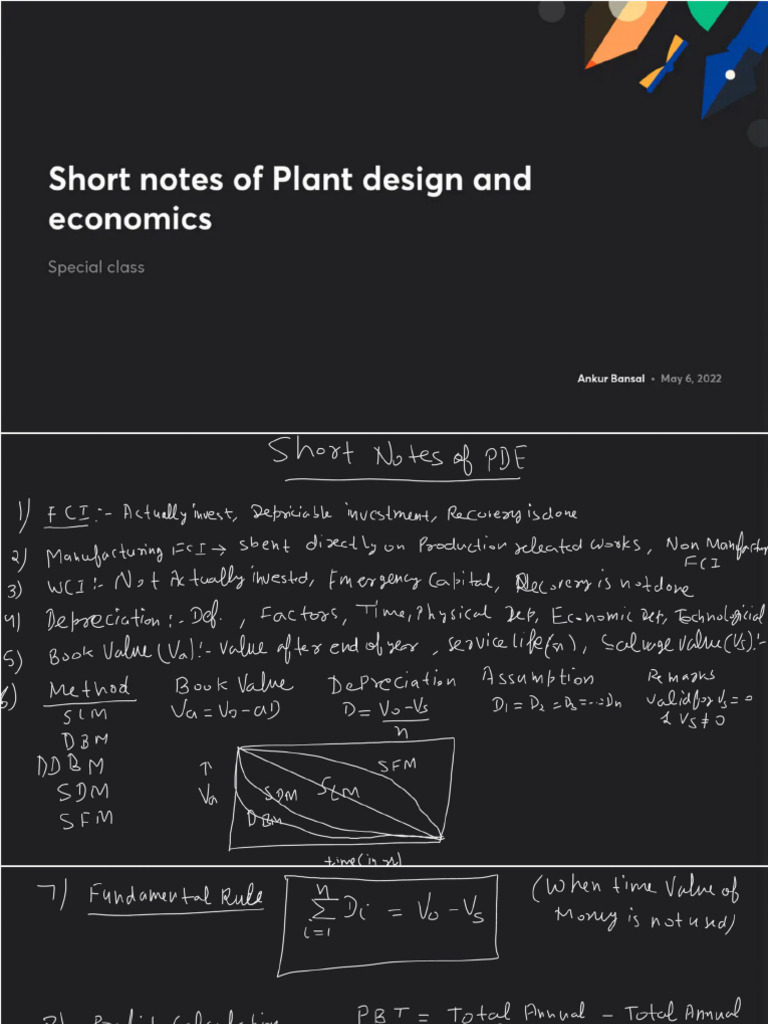 Short Notes of Plant Design and Economics With Anno | PDF