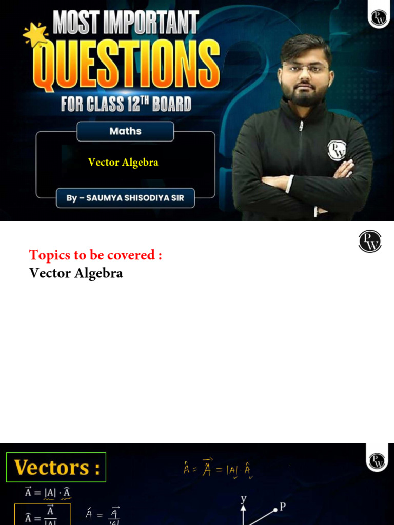 Vector Algebra _ Class Notes __ Antim Taiyari - Class 12th | PDF