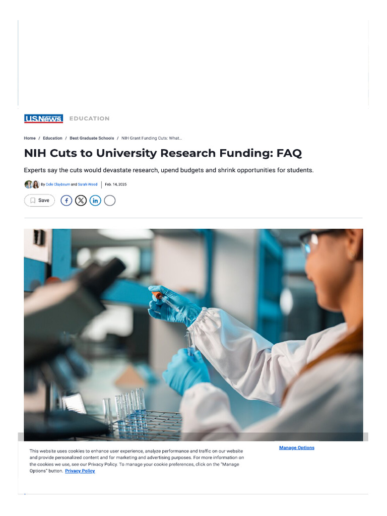 NIH Cuts To University Research Funding... Ow - Best Graduate Schools ...