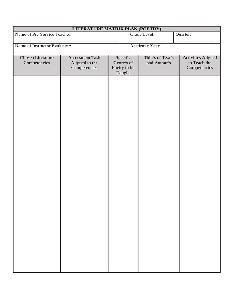 LITERATURE-MATRIX-PLAN | PDF