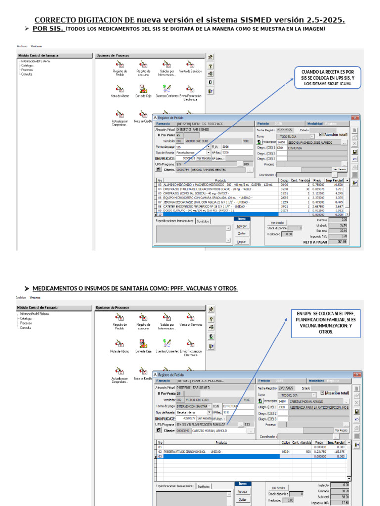 CORRECTO DIGITACION DE Nueva Versión El Sistema SISMED Versión 2 | PDF ...